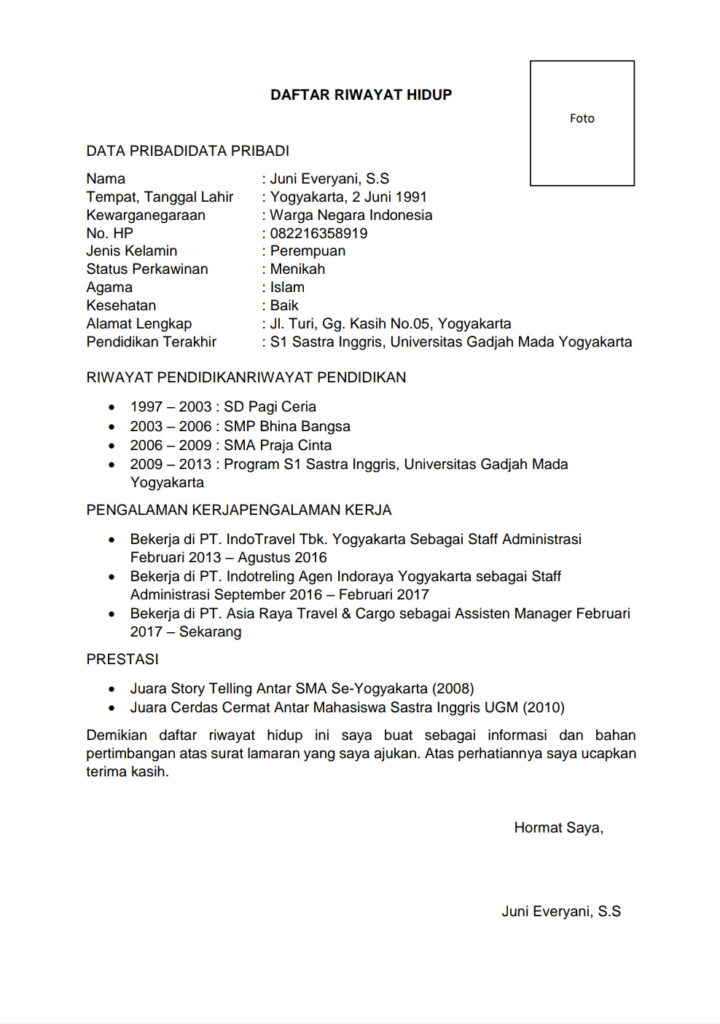 Contoh CV Format PDF Terbaru yang Baik dan Benar 2025 - Loker Jakarta Blog