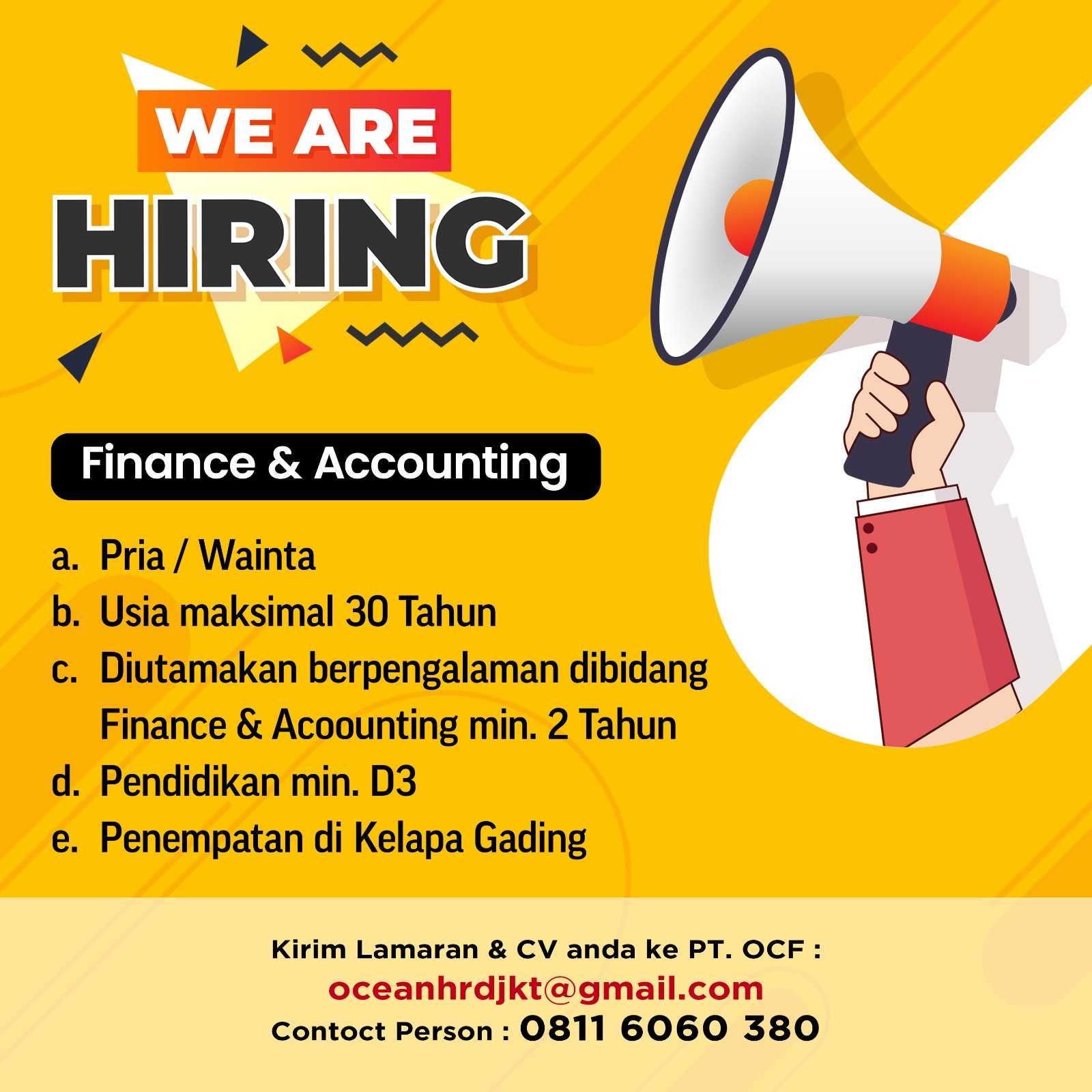 Lowongan Finance & Accounting di PT OCEAN CENTRA FURNINDO - Kota Bogor ...