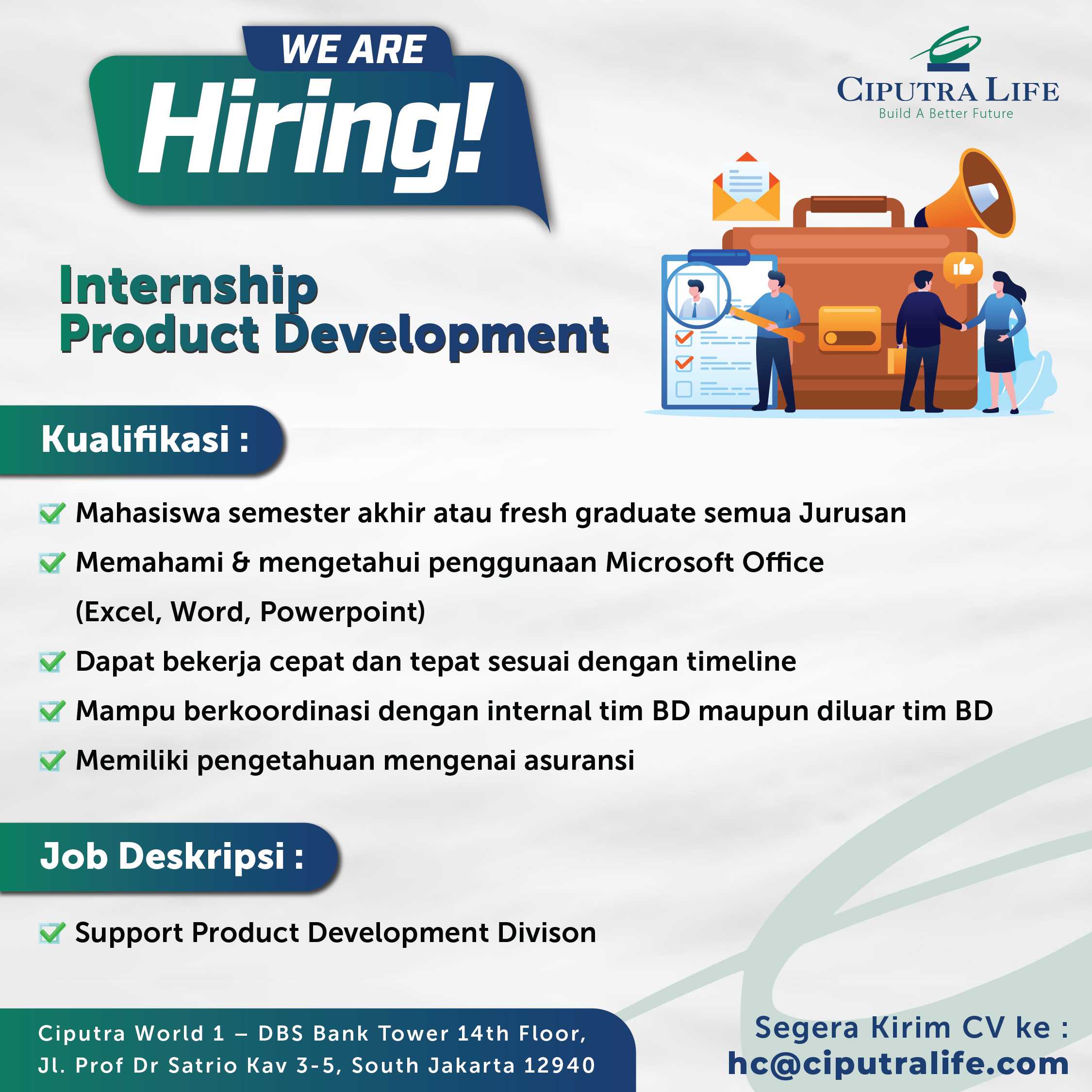 Lowongan Internship Product Development di PT Asuransi Ciputra Indonesia - Kota Jakarta Utara ...