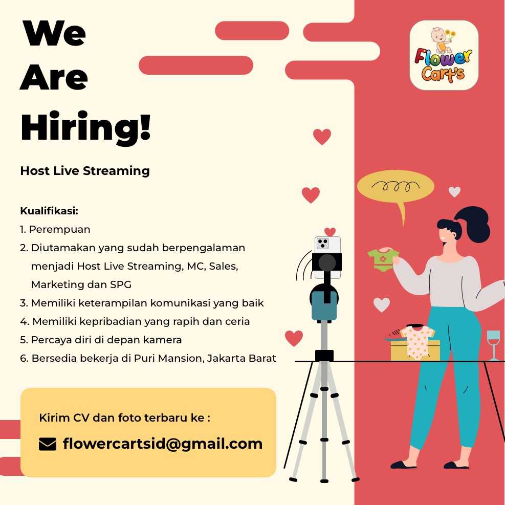 Lowongan Host Live Streaming di Flower Cart's - Kota Jakarta Barat ...