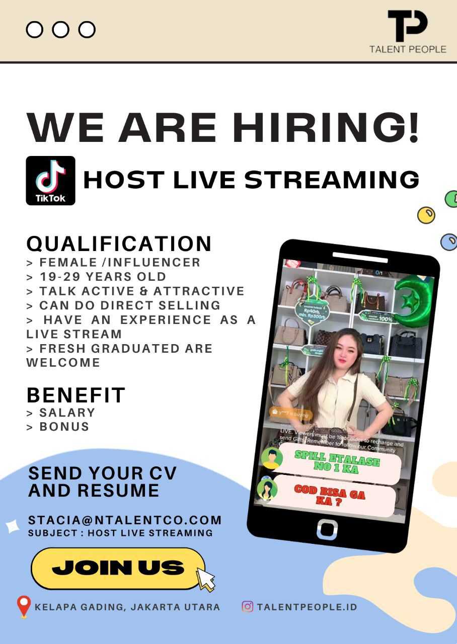 Lowongan HOST LIVE STREAMING di PT orientalent technology indonesia ...
